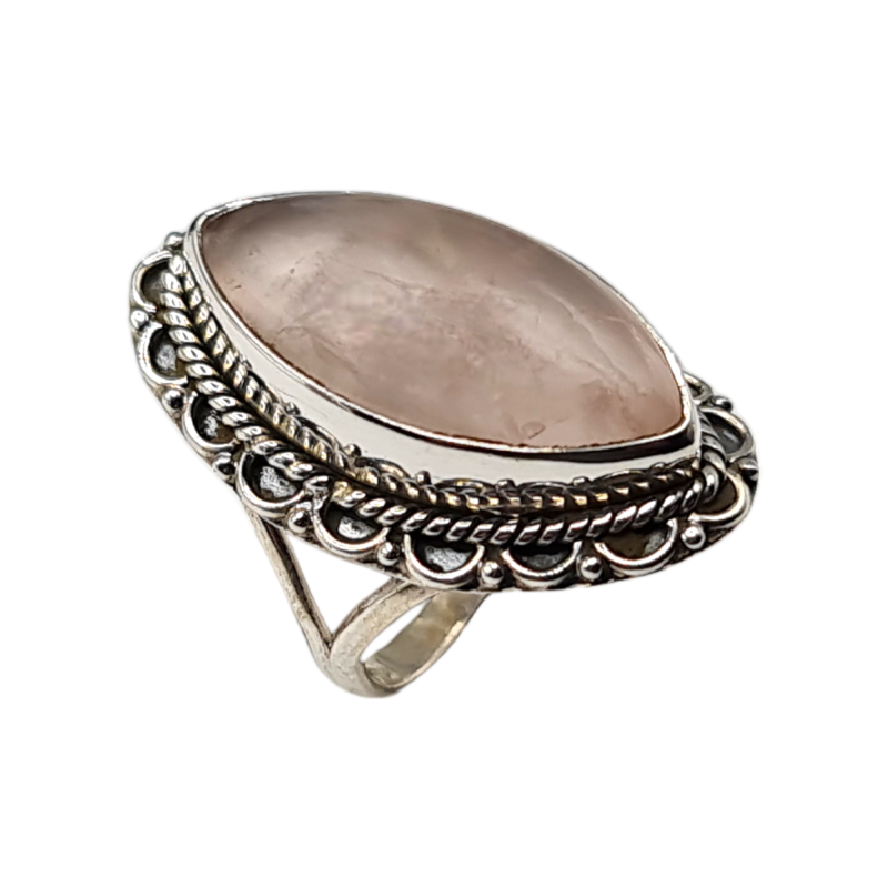 Inel din argint cu cuart roz - Madammi.ro