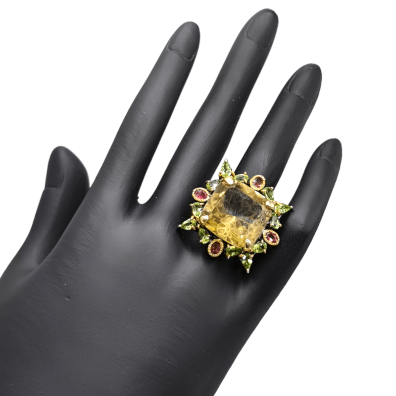 Inel argint cu citrin, turmalina si peridot - Madammi.ro