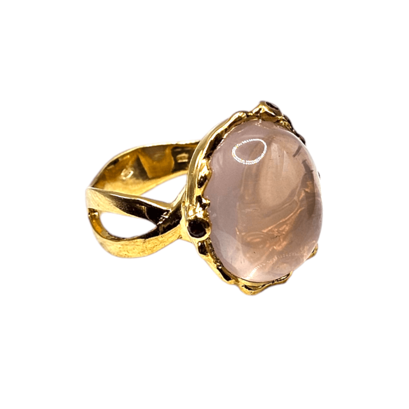 Inel argint cu cuart roz si rodolit - Madammi.ro