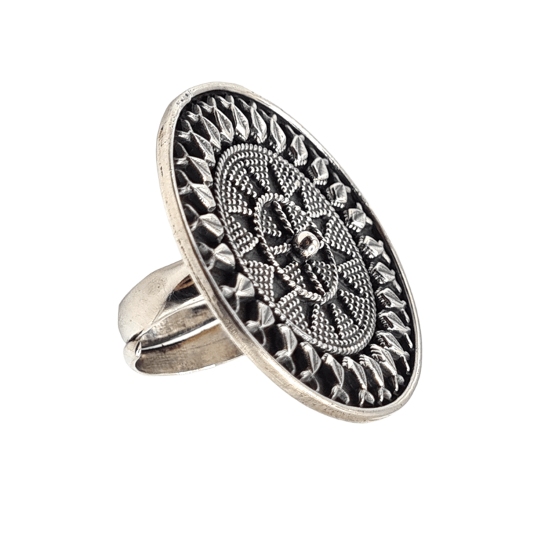 Inel din argint cu aspect vintage - mandala - India-Madammi.ro