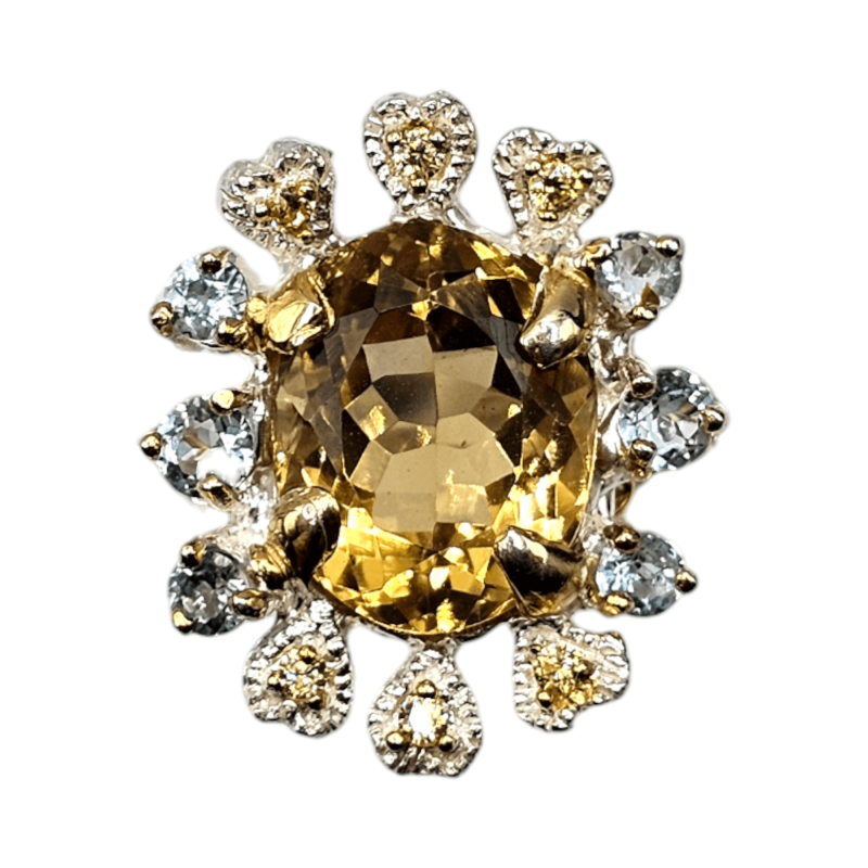 Inel argint cu citrin si topaz - Madammi.ro