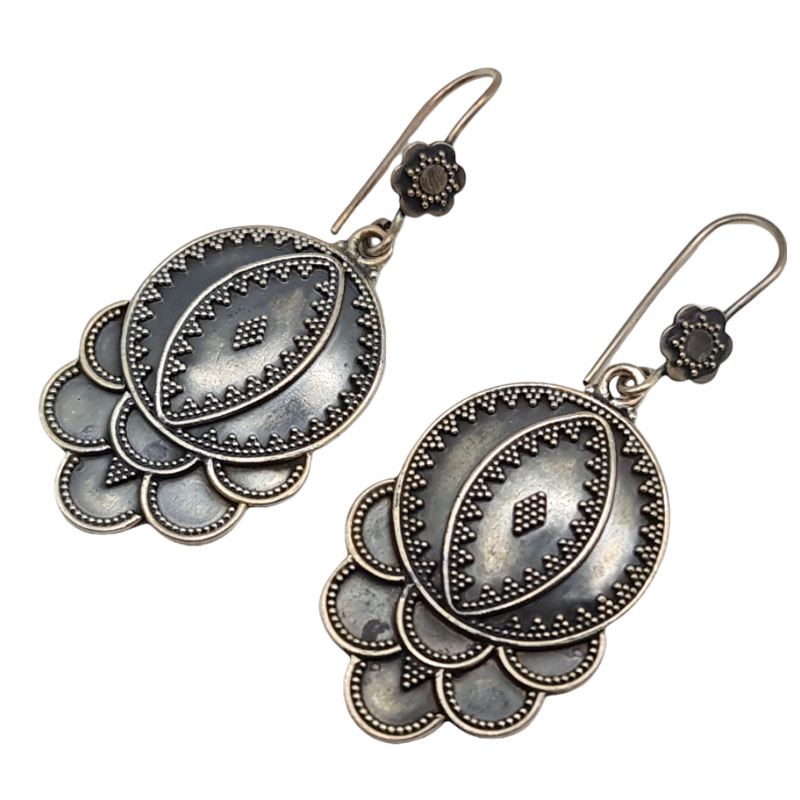 Cercei din argint granulat cu aspect vintage-accente etnice-India ...