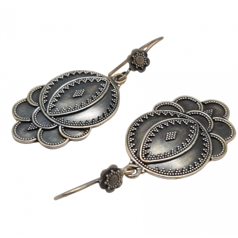 Cercei din argint granulat cu aspect vintage-accente etnice-India ...